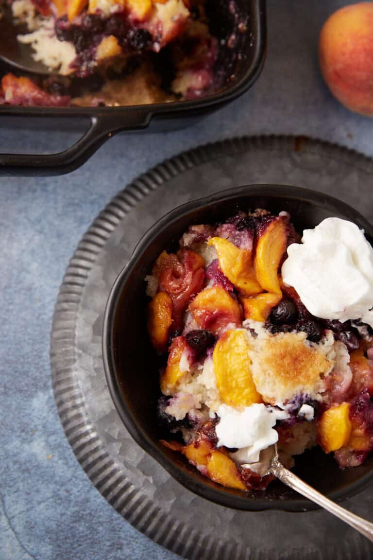 Peach and Blueberry Cobbler Cake - Easy Southern Desserts