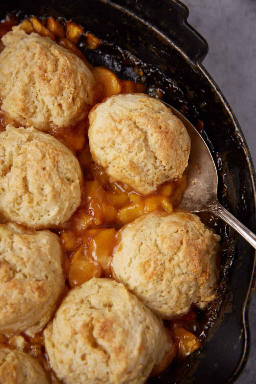 Southern Peach Cobbler with Buttermilk Biscuits - Easy Southern Desserts
